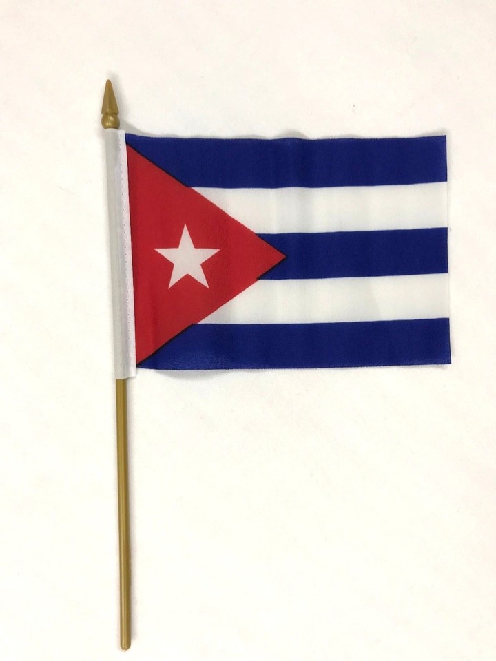 12 Cuba Small 4" X 6" Country Stick Flags Banner with 10 Inch Plastic ...