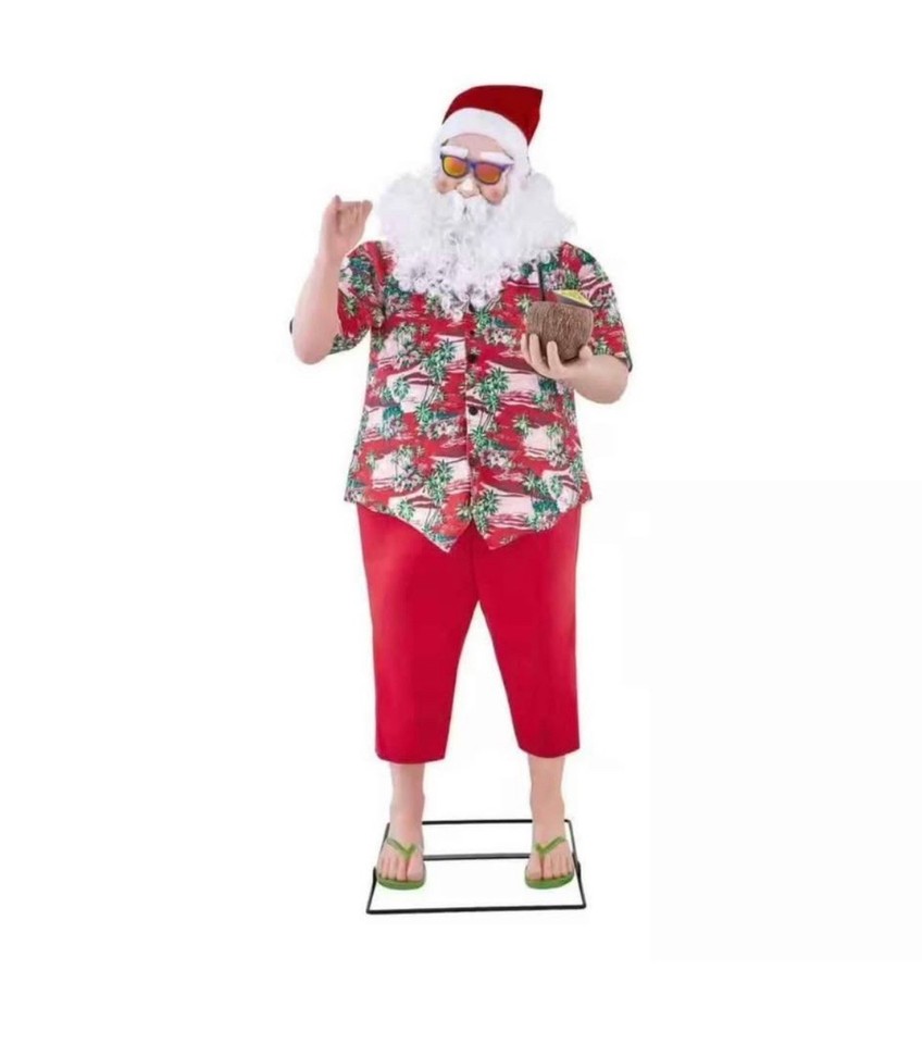 Accents Holiday Animated 6 ft. Beach Santa Claus Speaking Motion ...