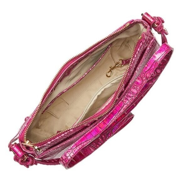 Brahmin Shayna Hibiscus Ombre Genuine Croc-embossed Leather Crossbody ...