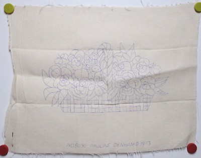 Vintage 1973 Pauline Denham No. 6036 Basket of Pansies Embroidery Cloth ...