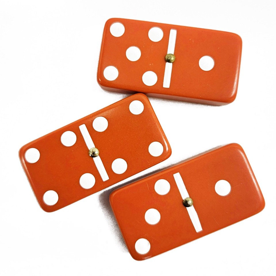 Domino Double 6 Orange-White Jumbo Tournament Pro Size w/Spinners in ...