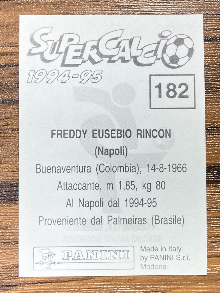 Panini Super Calcio 1994-1995 Sticker No.182 Freddy Eusebio Rincon ...