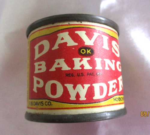 Davis Baking Powder Salesman Sample Tiny Tin Graphic Advertising . | eBay