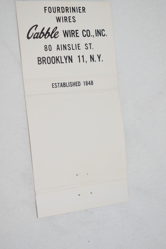 Cabble Wire Co Inc New York Advertising 30 Front Strike Matchbook Cover ...