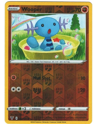 Wooper 83/185 Vivid Voltage Reverse Holo Common Pokemon Card Pokémon ...