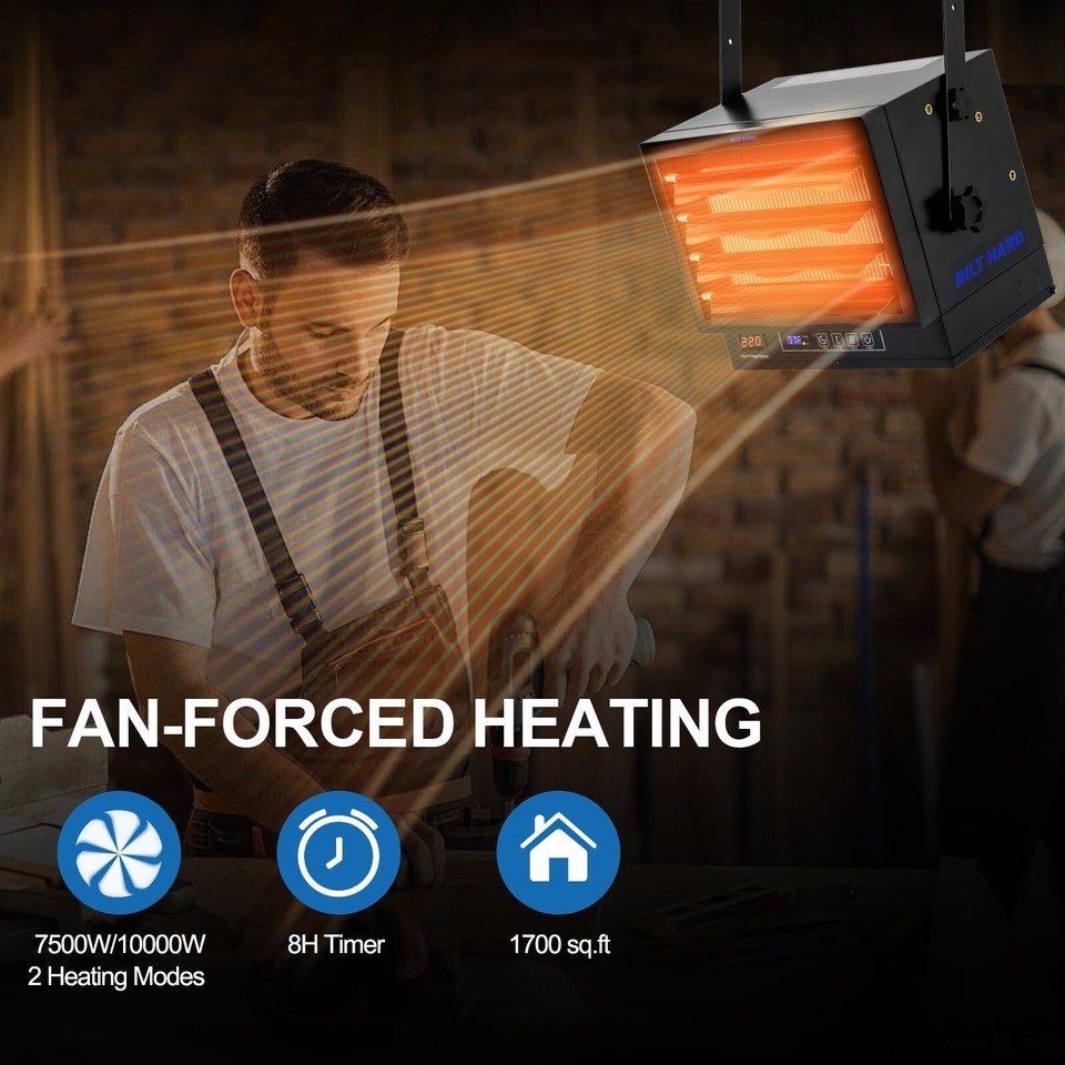 Fan-Forced Ceiling Mount Heater 1000W 240V Heater for Garage Workshop w ...