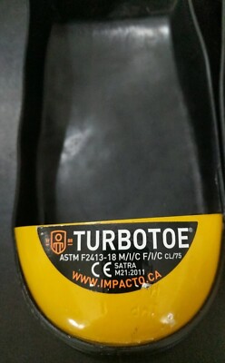 RIGHT FOOT ONLY! Impacto Turbotoe SteelToe Cap -Med:Black Yellow (M8-9 ...