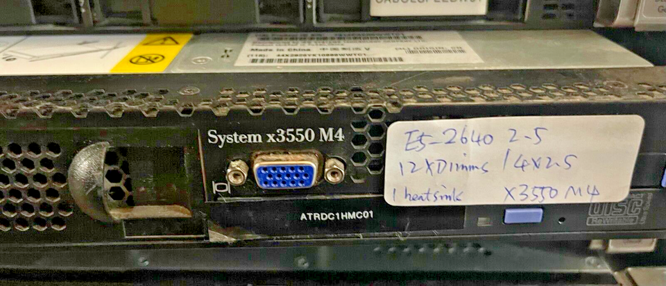 Lenovo System x3550 M4 1U Server | Xeon E5-2640 | 32GB RAM | 2x200GB ...