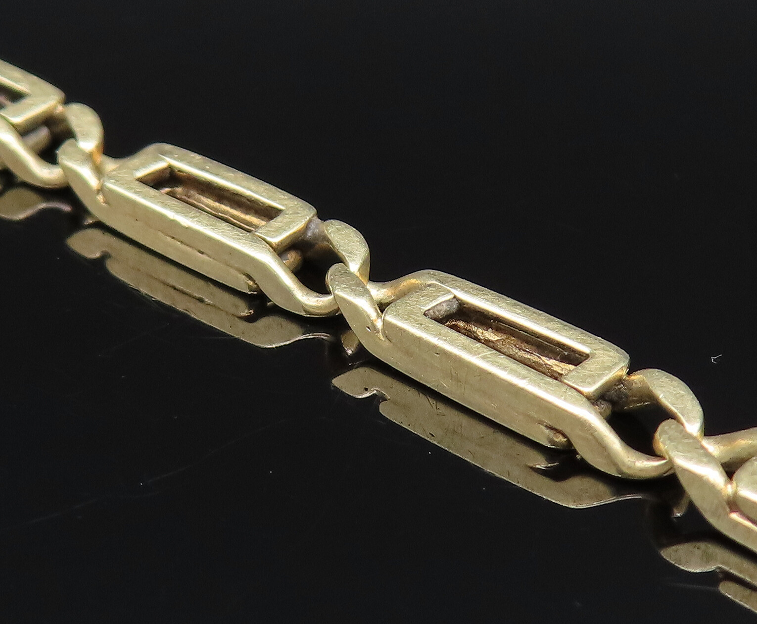 14K GOLD Vintage Precious Open Rectangle Link Bracelet GBR057 | eBay
