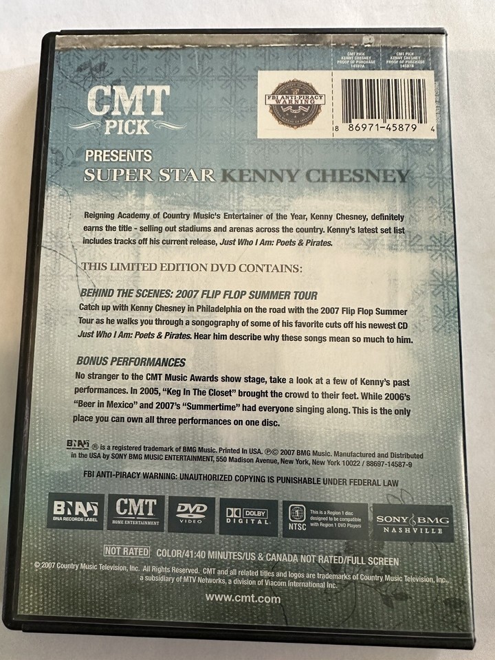 CMT Pick Kenny Chesney (DVD, 2007) | eBay