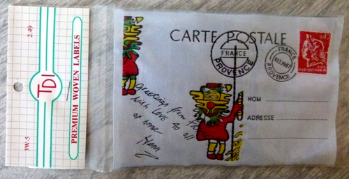 Premium Woven Label "Carte Postale" post card France Sew on Fashion ...