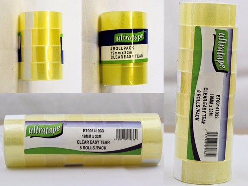 Ultratape Sellotape Rolls 19mm x 33 Metres Clear Cellotape Packing Tape ...