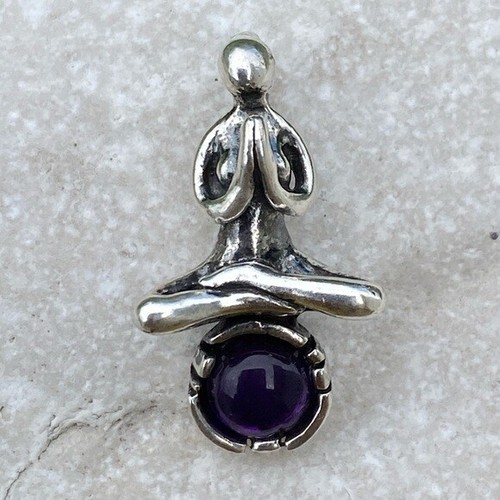 Namaste pendant .925 Sterling Silver with genuine Amethyst gemstone ...