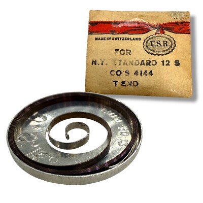 NY Standard 4144 Mainspring Pocket Watch Part 12s T End U.S.R. VTG NOS ...