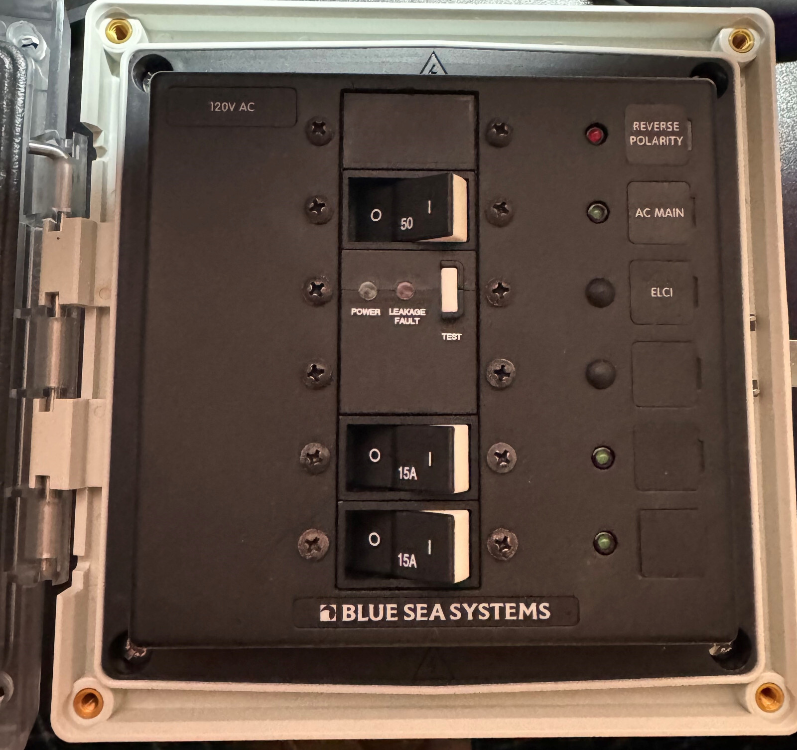 Blue Sea System - 3128 - Enclosure SMS Panel - 120VAC ELCI 50A | eBay