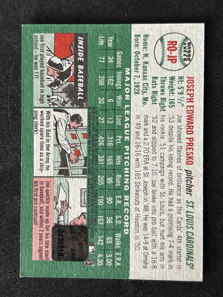 2003 Topps Heritage Joe Presko REAL ONE Red Ink Auto /54 RO-JP | eBay