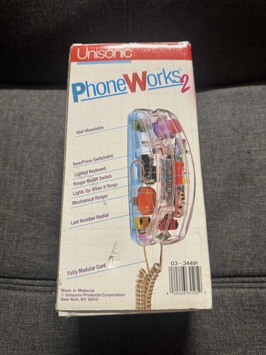 Unisonic PhoneWorks 2 Clear See-through Telephone 6900 ZX Vtg Retro Early 90s | eBay
