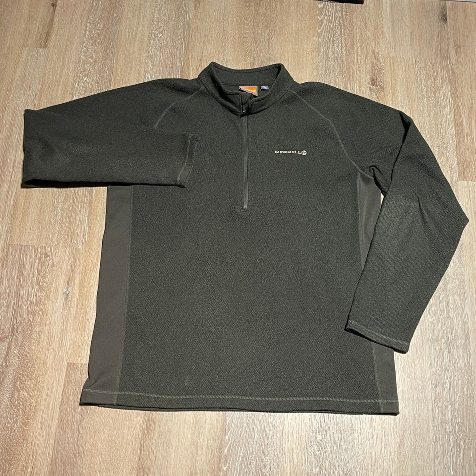 Merrell Men Quarter Zip Pullover Long Sleeve Green Outdoors Activewear ...