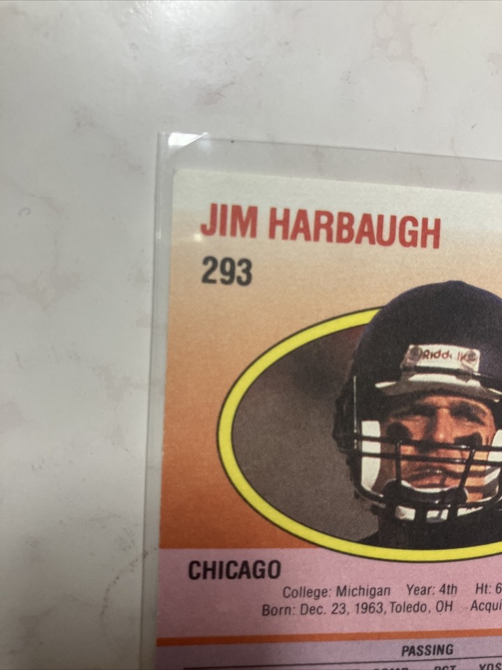 Jim Harbaugh Signed 1990 Fleer Card Michigan Wolverines Chicago Bears ...