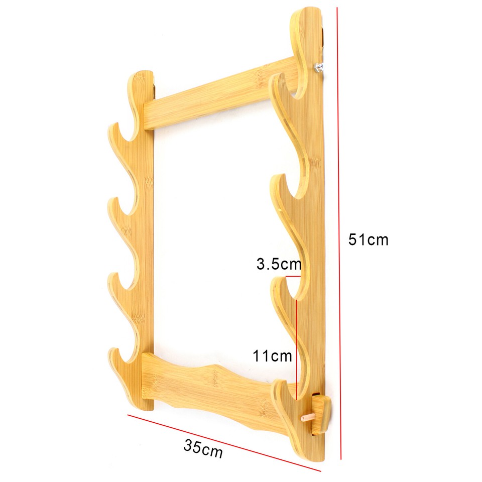 4-Slot Wall Mount Wooden Gun Rack Rifle Display Stand Sword Storage ...
