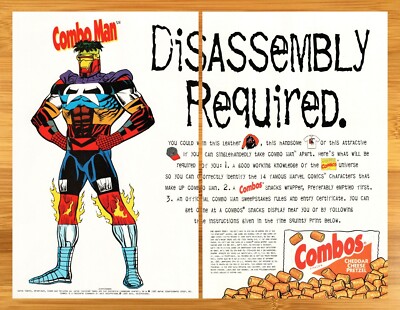1995 Combos Snacks Combo Man Print Ad/Poster Marvel Hulk Iron Man ...