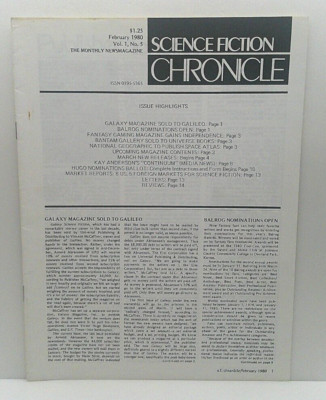 SCIENCE FICTION CHRONICLE NEWSMAGAZINE VOL1 #5 1980 BALROG AND HUGO ...