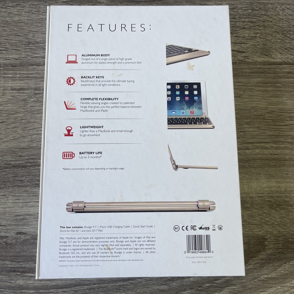 BRYDGE [BRY1013] ROSE GOLD KEYBOARD CASE FOR 9.7" IPAD AIR Ipad Air 2 ...