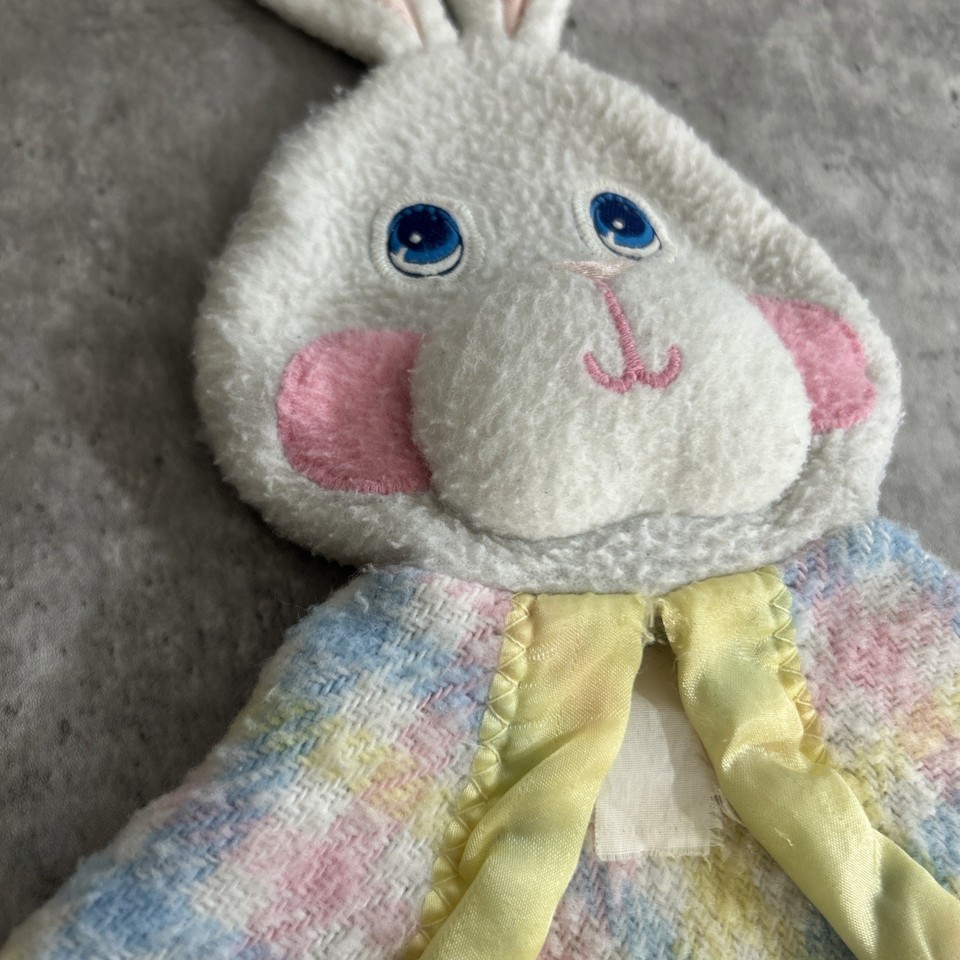 Vintage Fisher Price Rabbit Pastel Plaid Bunny Lovey Security Blanket ...