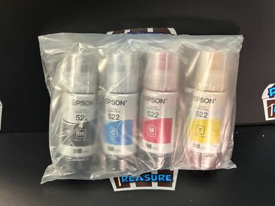 New Genuine Epson 522 Ink Bottle Set Black, Cyan, Magenta, Yellow | eBay