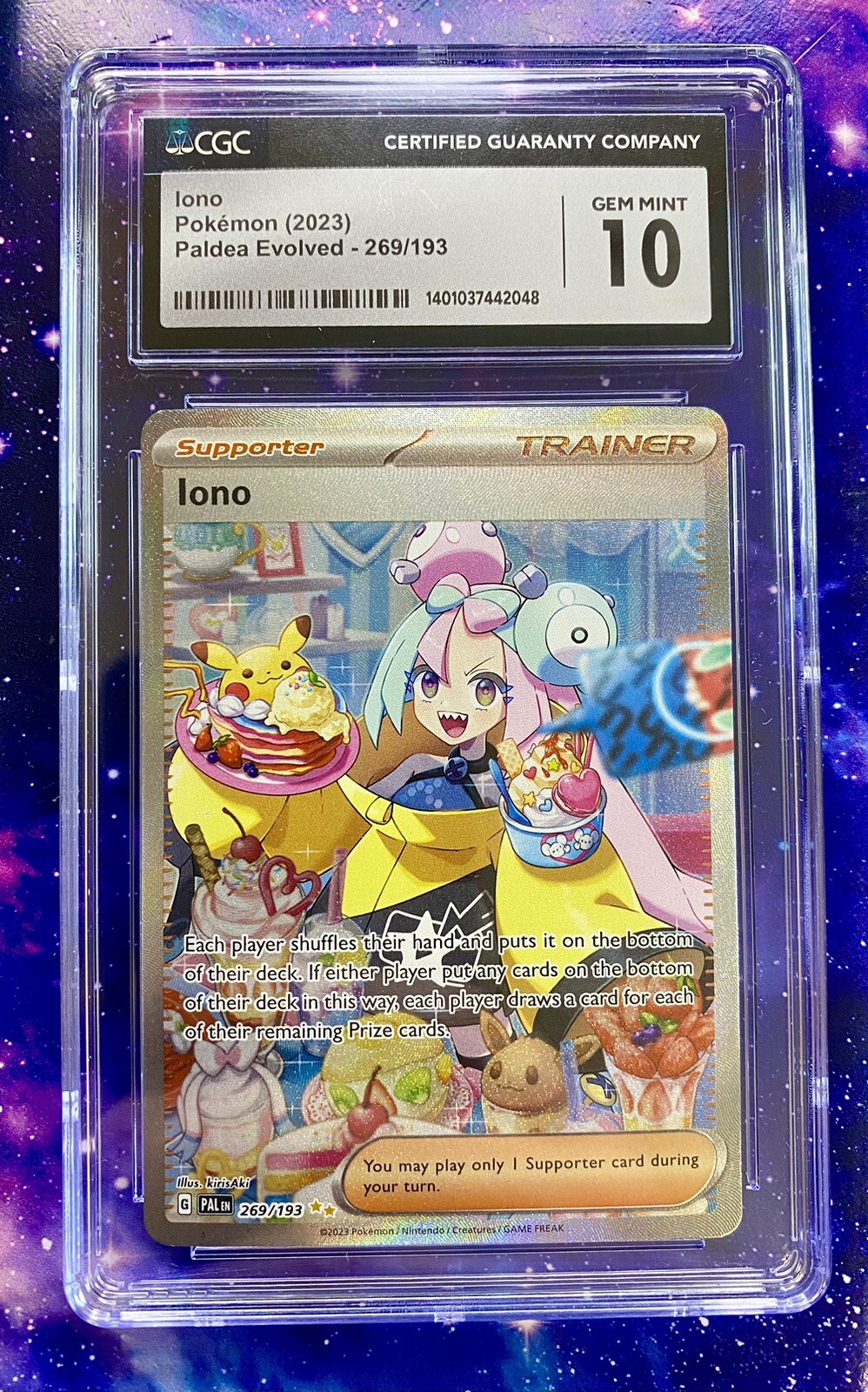Pokémon TCG Iono Trainer Full Art Paldea Evolved 269/193 Graded CGC GEM ...