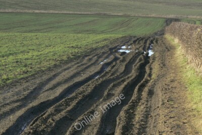 Photo 6x4 Muddy ruts Kinoulton This farm track follows the line of a ...