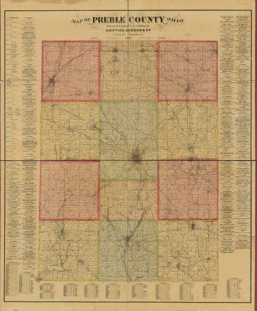 20" x 24" 1887 Map of Preble County, Ohio | eBay