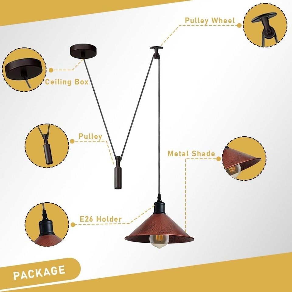 Adjustable Modern Pulley System Pendant Light Hanging Light Fixture | eBay