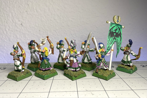 Well Painted 8x Metal High Elf Archers w/ Command Warhammer Fantasy Old ...