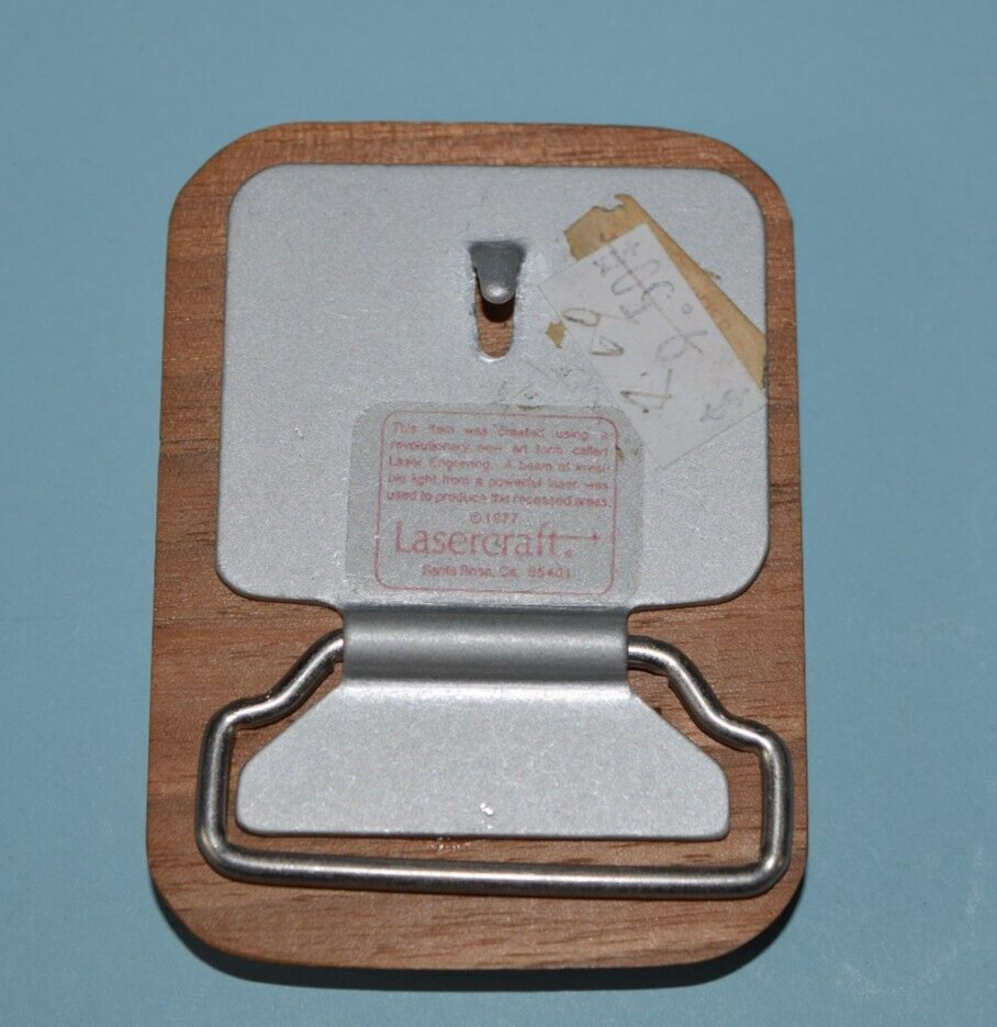 1977 LASERCRAFT Wood Belt Buckle~Truck-World Map 1 3/… - Gem