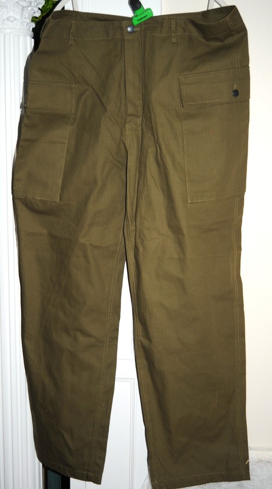 2 Pair REPRO WW2 US ARMY HBT PANTS 40x33 X L Airborne Paratrooper ...