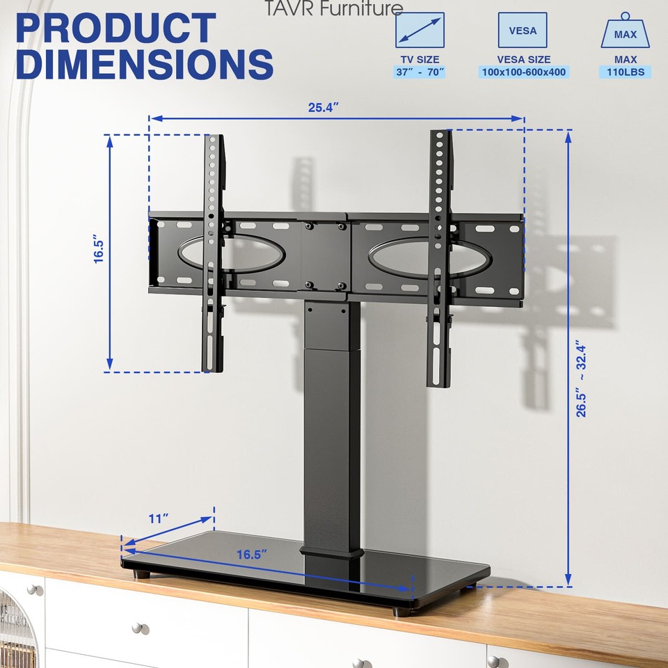 Universal Tabletop TV Base Stand with Swivel Mount for 37-75 inch TV ...