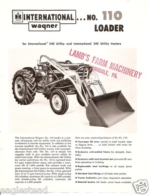 Equipment Data Sheet IH Wagner 110 Loader for 240 340 Tractor ...