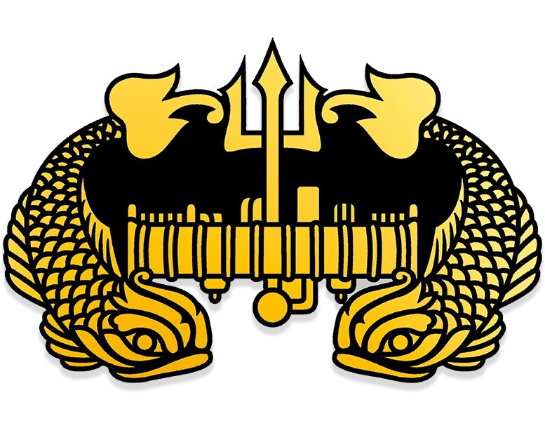 3x5 inch Gold Officer DEEP SUBMERGENCE Dolphin Logo Shaped Sticker ...