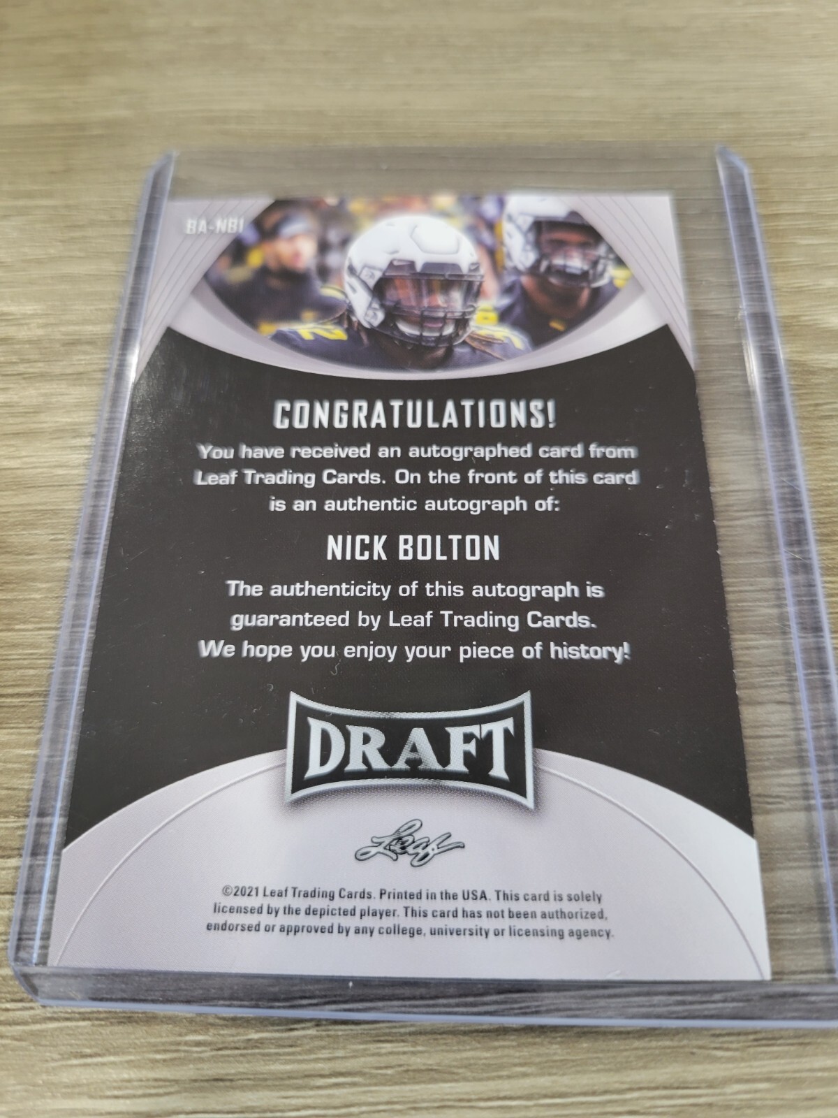 2021 Leaf Draft - Autographs Nick Bolton #BA-NB1 (AU, RC) for sale ...