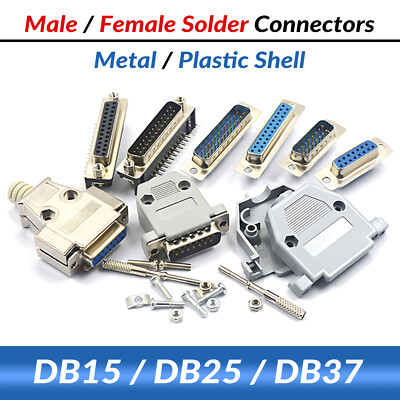 DB15/25/37 Pin D Sub Solder Connector Male/Female Plug + Metal/Plastic ...