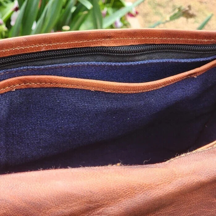 Women's Goat Leather Vintage Messenger Shoulder Purse Cross-Body Bag ...