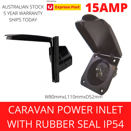 Caravan Camper RV Motorhome 240V Power Inlet with Cover & Rubber Seal ...