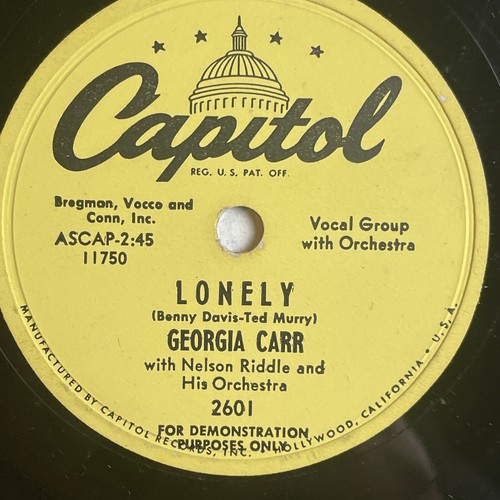 10" 78 RPM-Georgia Carr-Wasted Tears/Lonely/Capitol 2601 Promo | eBay