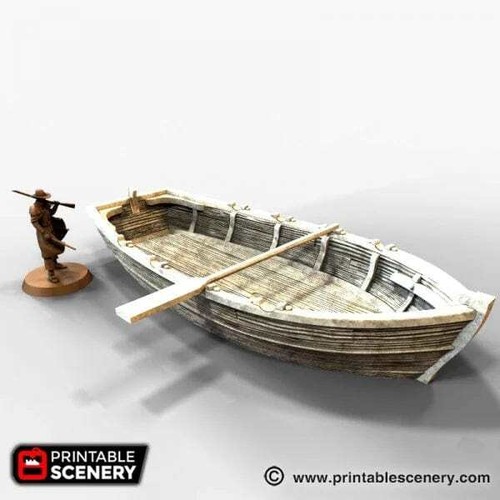 Row Boat Long boat - Pirate Ship - Tabletop Terrain Miniature Terrain ...