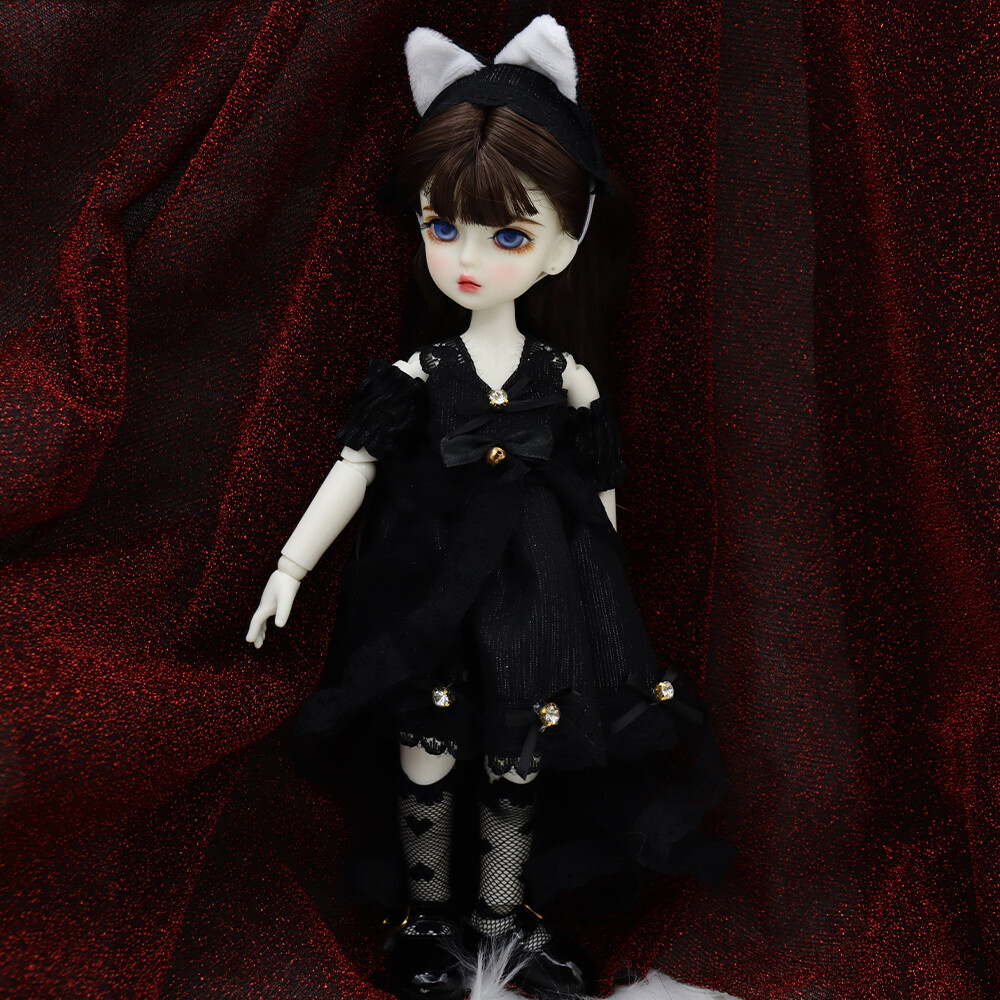 1/6 BJD Doll Girl MJD Ball Joints Dolls Eye Face Makeup Black Dress ...