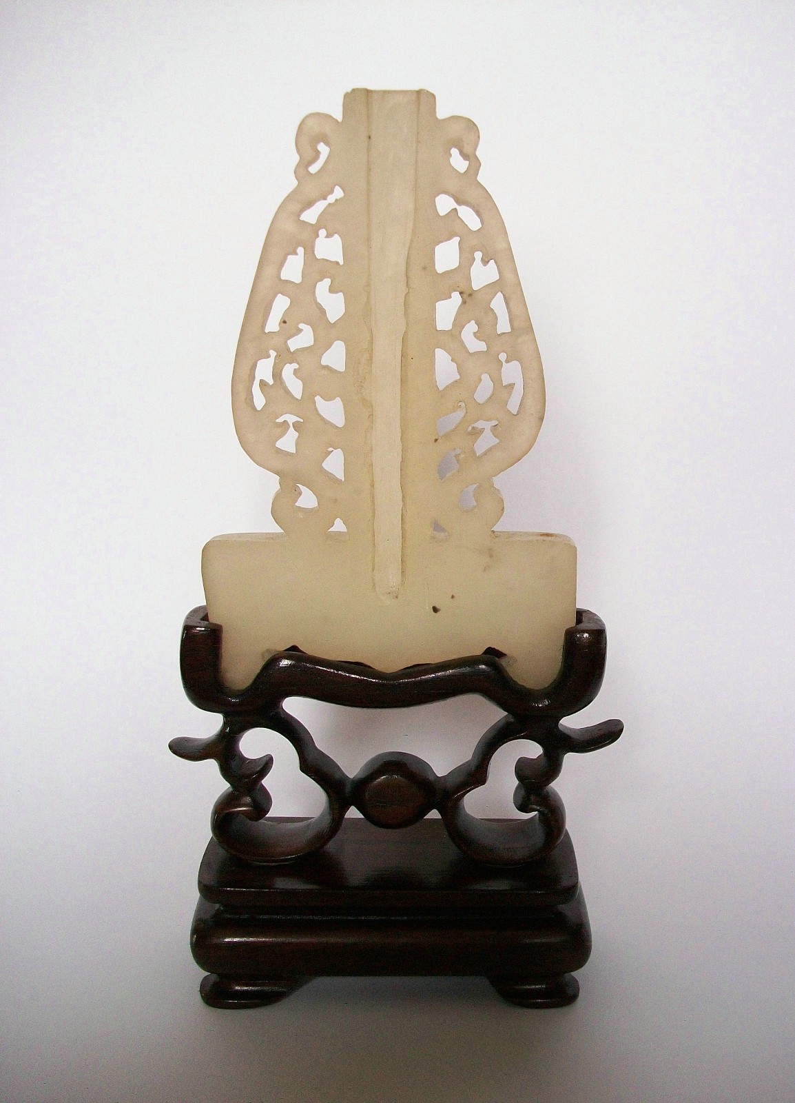 Mutton Fat Jade Carving on Hardwood Stand - Unsigned - China - 20th ...