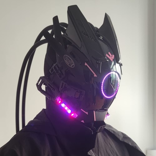KYEDAY Punk Mask Cosplay for Men, Round Light with Braids Mask Cosplay ...