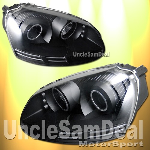 FOR VW RABBIT JETTA DUAL CCFL HALO CLEAR PROJECTOR HEADLIGHTS BLACK ...