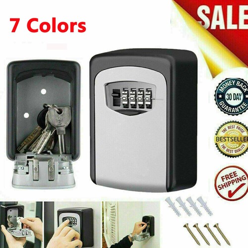 🔑 WALL MOUNTED KEY SAFE BOX SECURE LOCK SAFETY 4 DIGIT SECURITY OUTDOOR ...